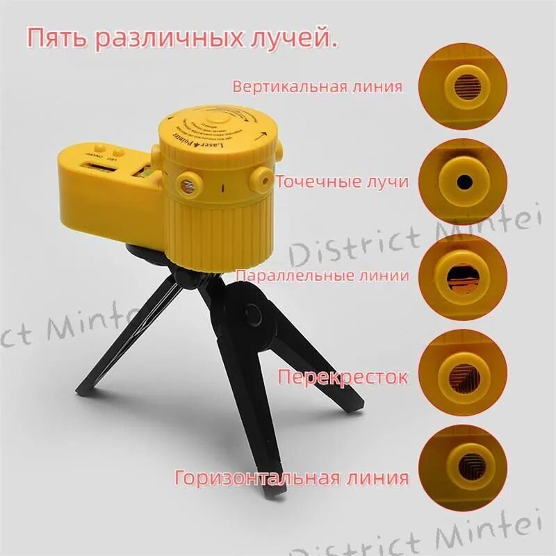 Лазерный уровень/нивелир 5 лучей, точечное и линейное проецирование, крепление 1/2", IP28