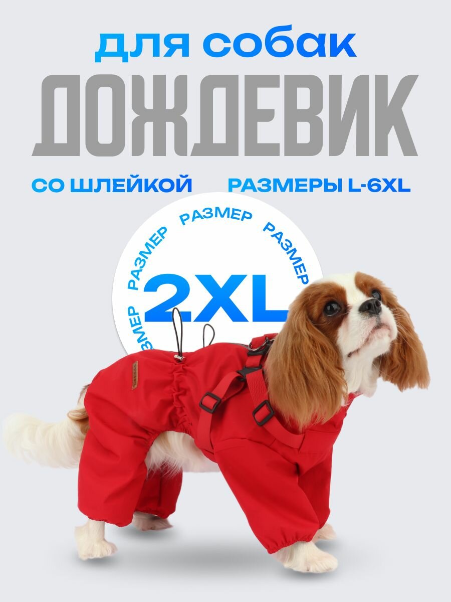 Дождевик-комбинезон-пыльник-ветровка для собак мелких, средних и крупных пород на молнии