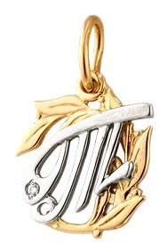 Подвеска, красное, белое, комбинированное золото, 585 проба, фианит