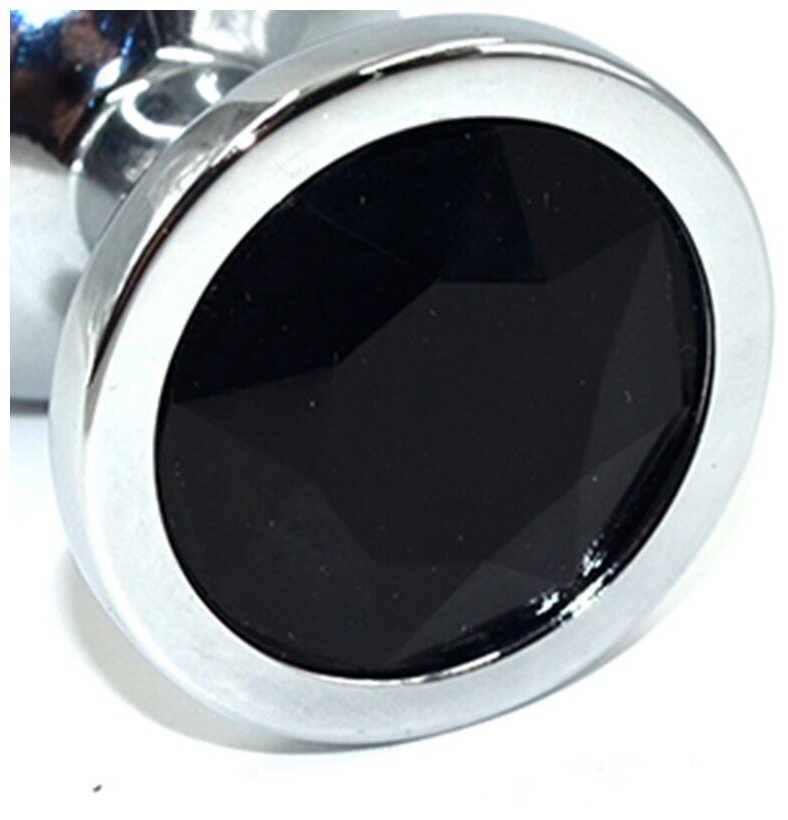 Анальная пробка "Kanikule", с кристаллом, серебристо-черная, 8,5 см