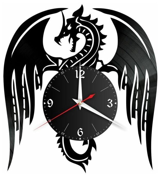 Часы из винила Redlaser "Дракон, дракон с крыльями" VW-10784