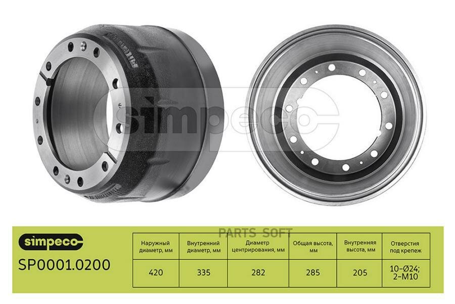 SP00010200 SIMPECO Барабан тормозной Stayer, HOWO о. н.99112340006 (SP0001.0200)