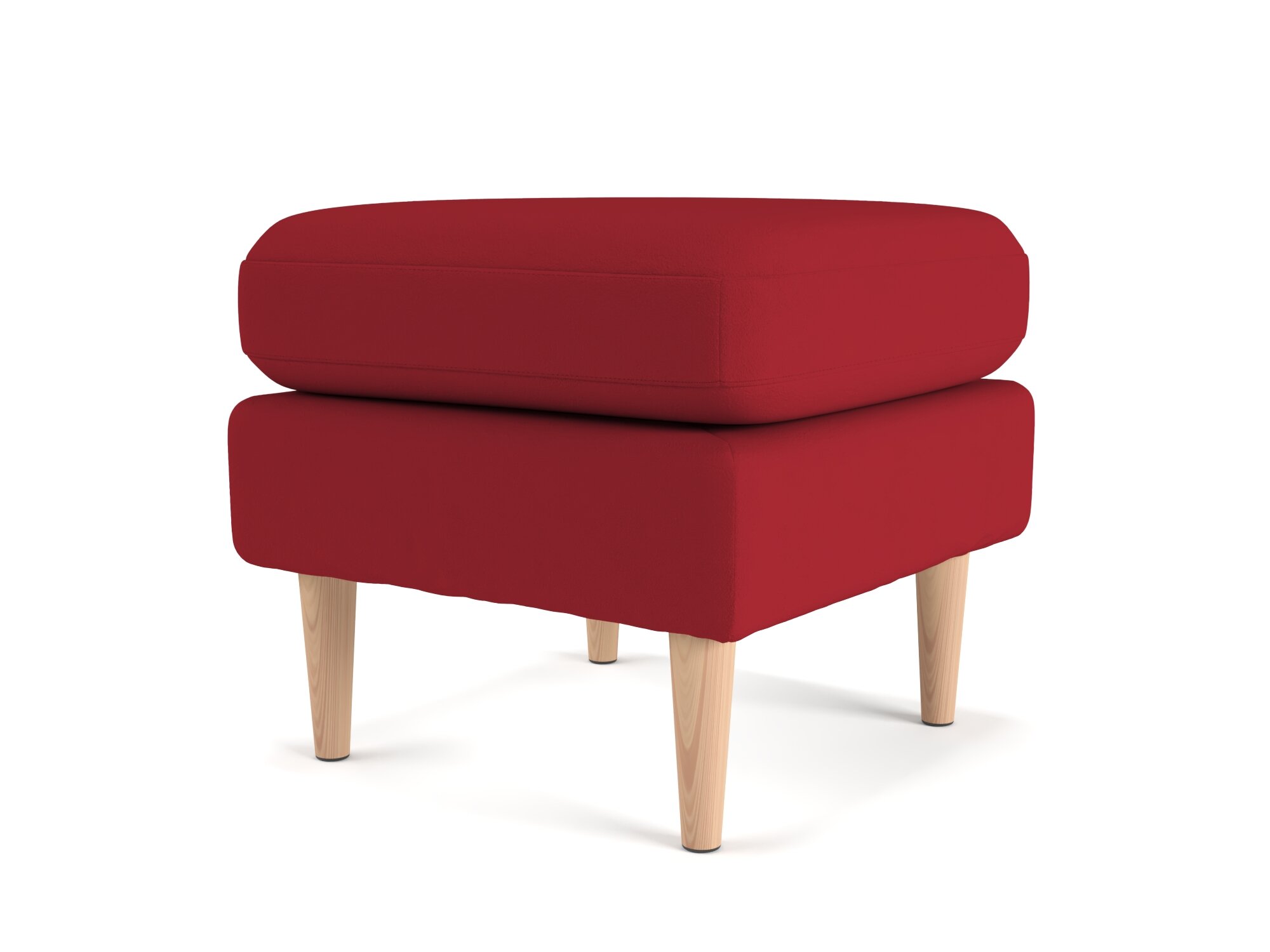 Квадратный мягкий пуф Soft Element Корс Red на ножках, в прихожую, пуфик для ног, велюр, стиль современный лофт