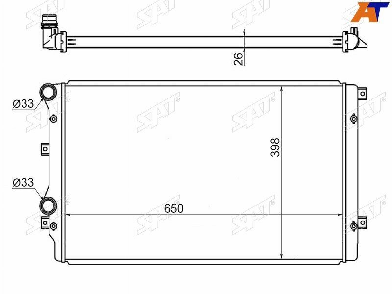 . SAT Радиатор охлаждения двигателя для Audi A3 03-13 , Skoda Octavia 04-13 , Volkswagen Golf 03-16 , Jetta 05-19 , Passat 05-15 ,