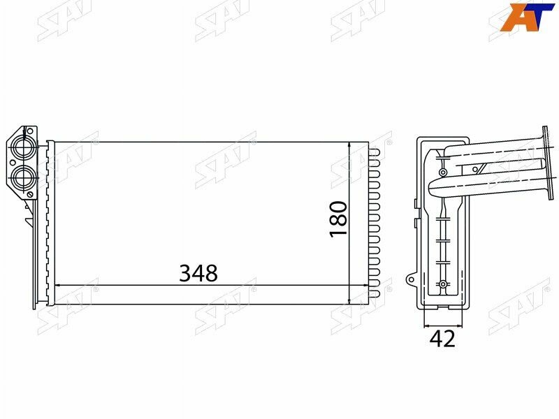 . SAT Радиатор отопителя салона (печки) для MERCEDES SPRINTER 95-06 (трубчатый)