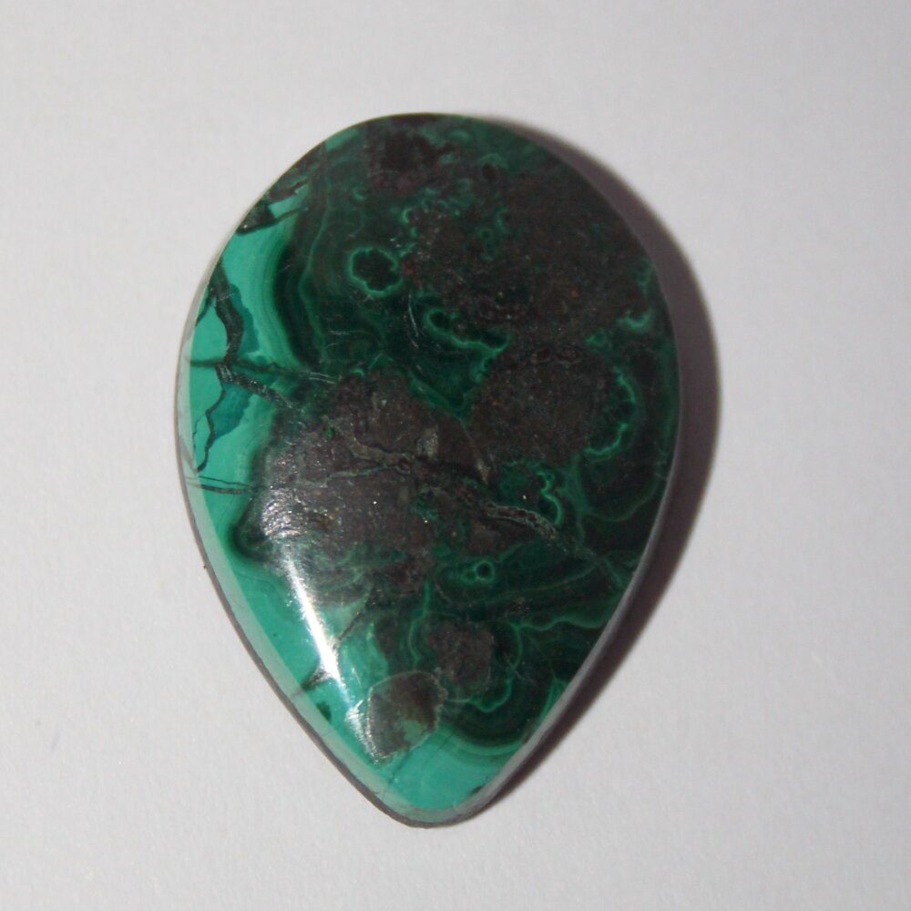 Коллекционный кабошон Малахит, 26х19х3 мм, Урал, "True Stones"