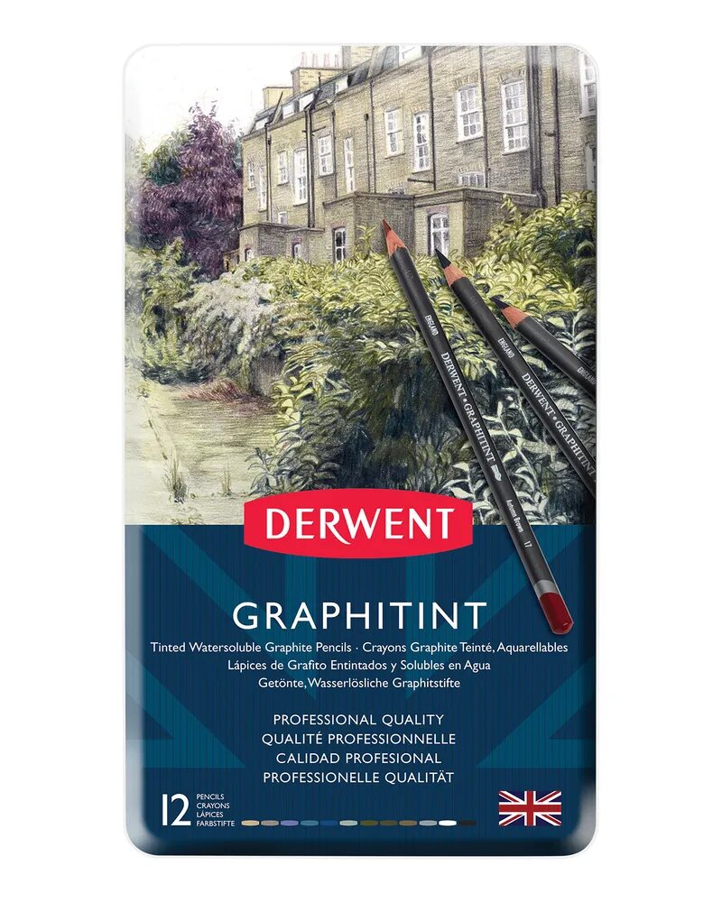 Набор акварельных карандашей Graphitint 12 цветов в металлическом коробе