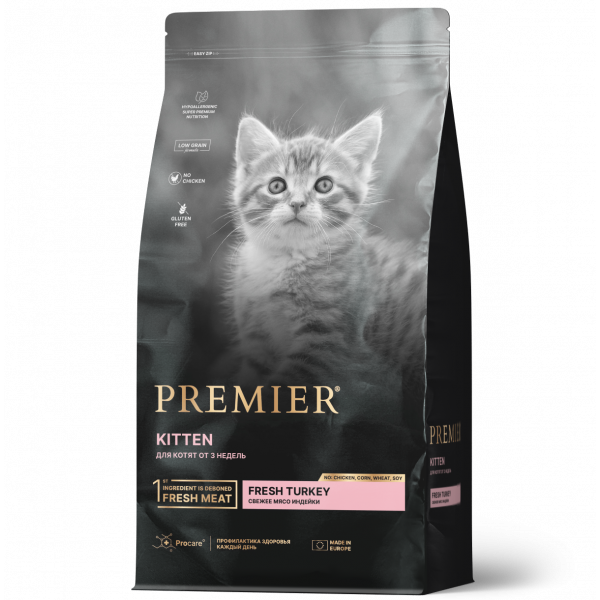 Premier Корм для котят с 3-недельного возраста, беременных и кормящих кошек с Индейкой, 2 кг