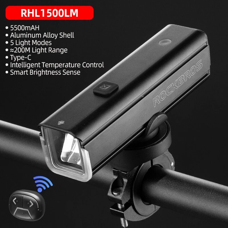 ROCKBROS 1500LM Алюминиевый велофонарь RHL1500LM Control