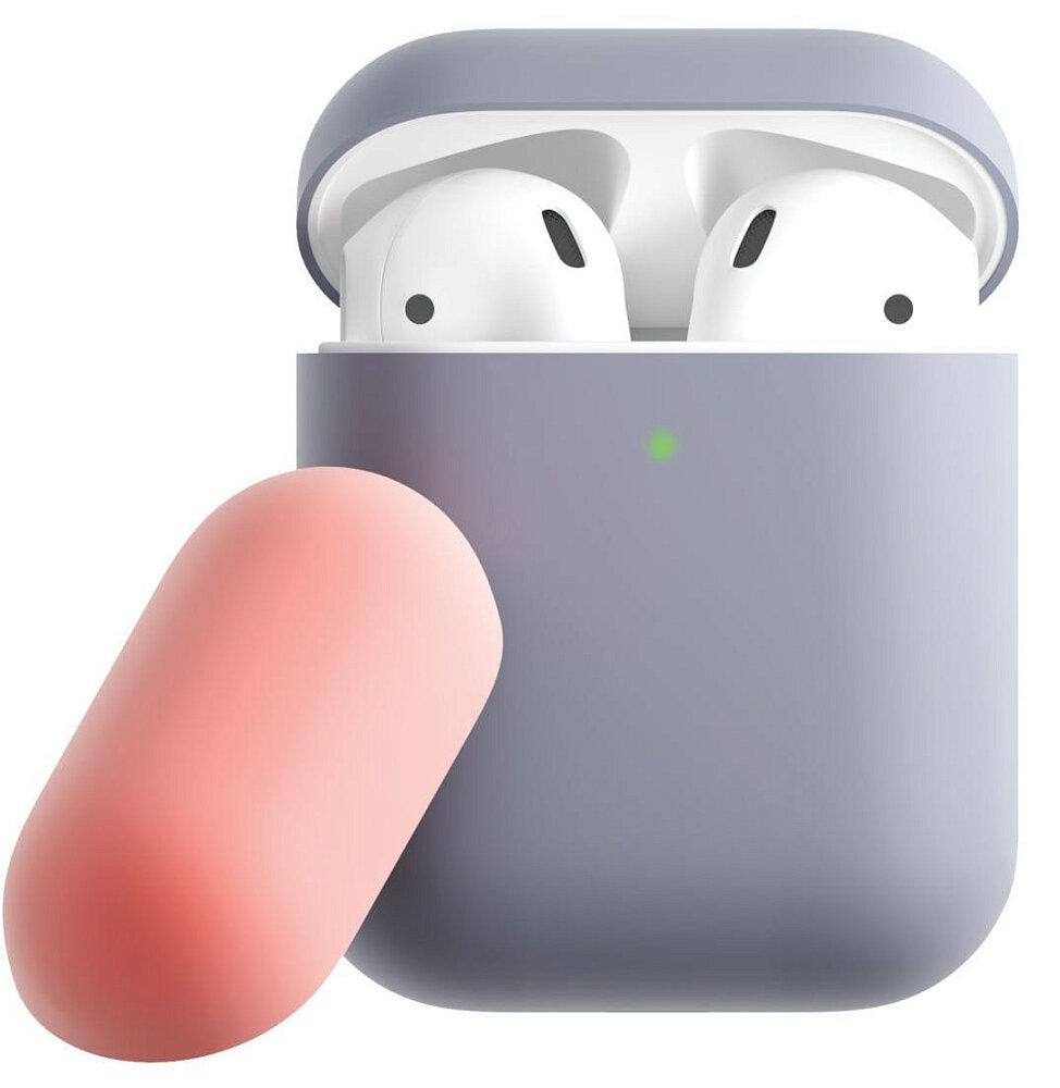 Чехол moonfish Чехол для футляра AirPods, силиконовый, фиолетовый+коралловый
