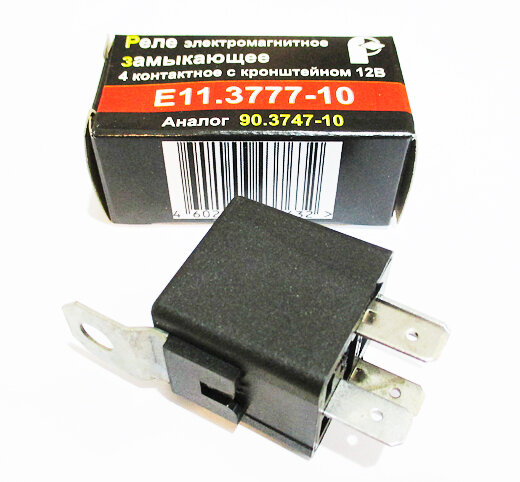 Реле 113 (4 контакта) 12V с кронштейном Е11377710 ромб ан. 90.3747-10