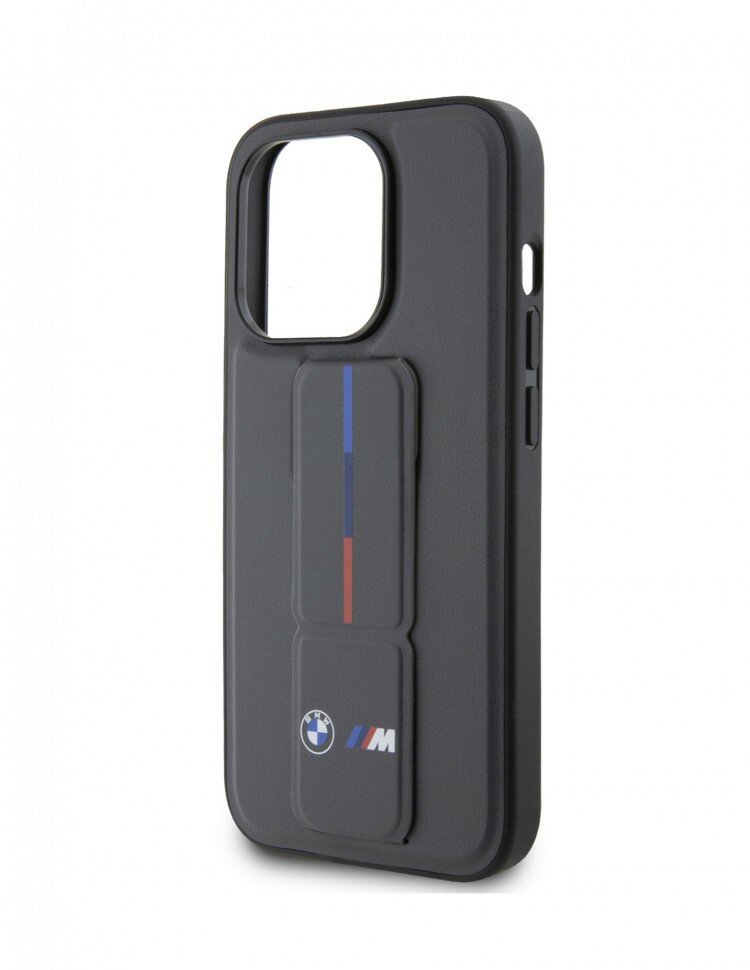 Чехол BMW GripStand M-Collection PU Hot stamp Hard для iPhone 15 Pro Max, цвет Серый (BMHCP15X22GSLG)