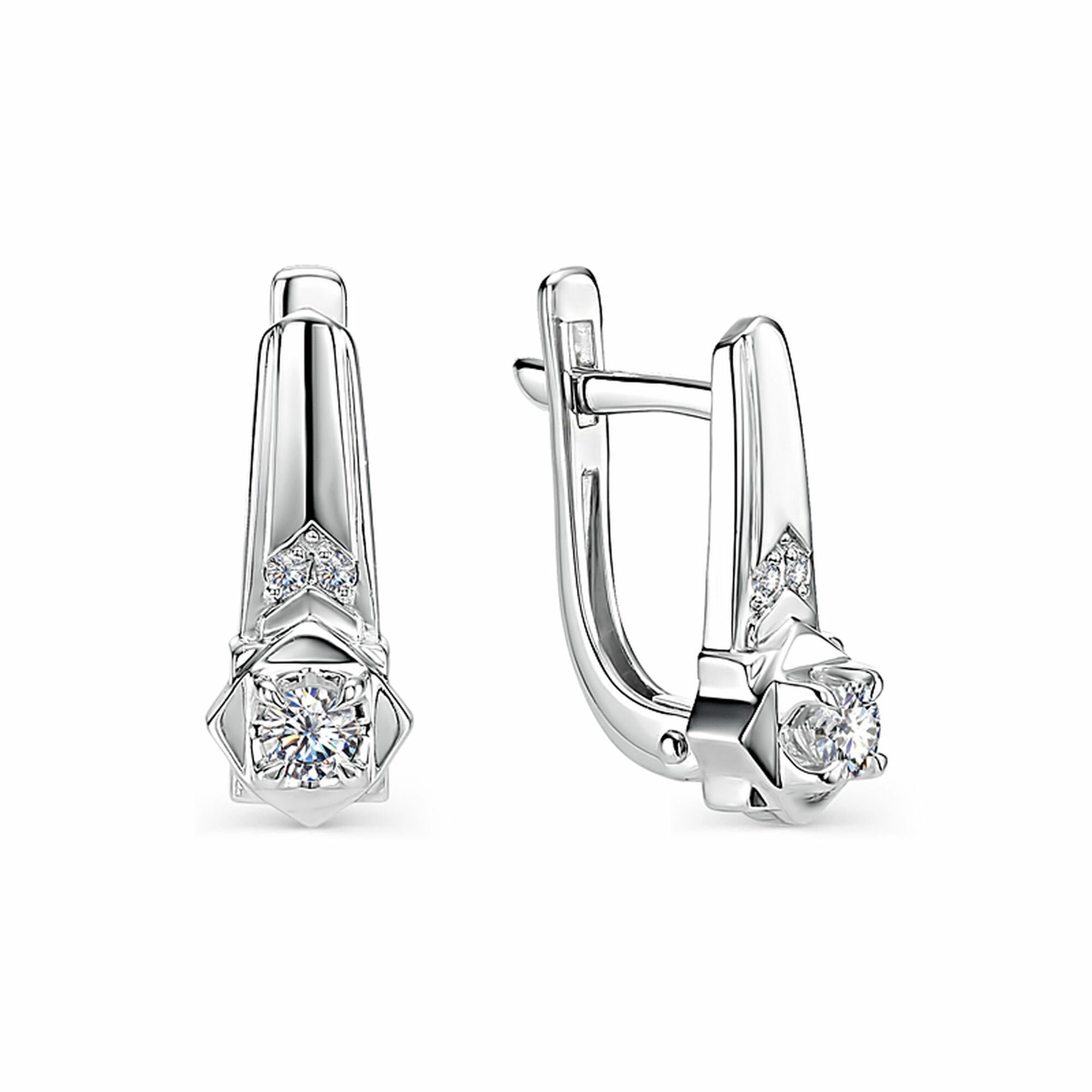 Серьги, белое золото, 585 проба, бриллиант