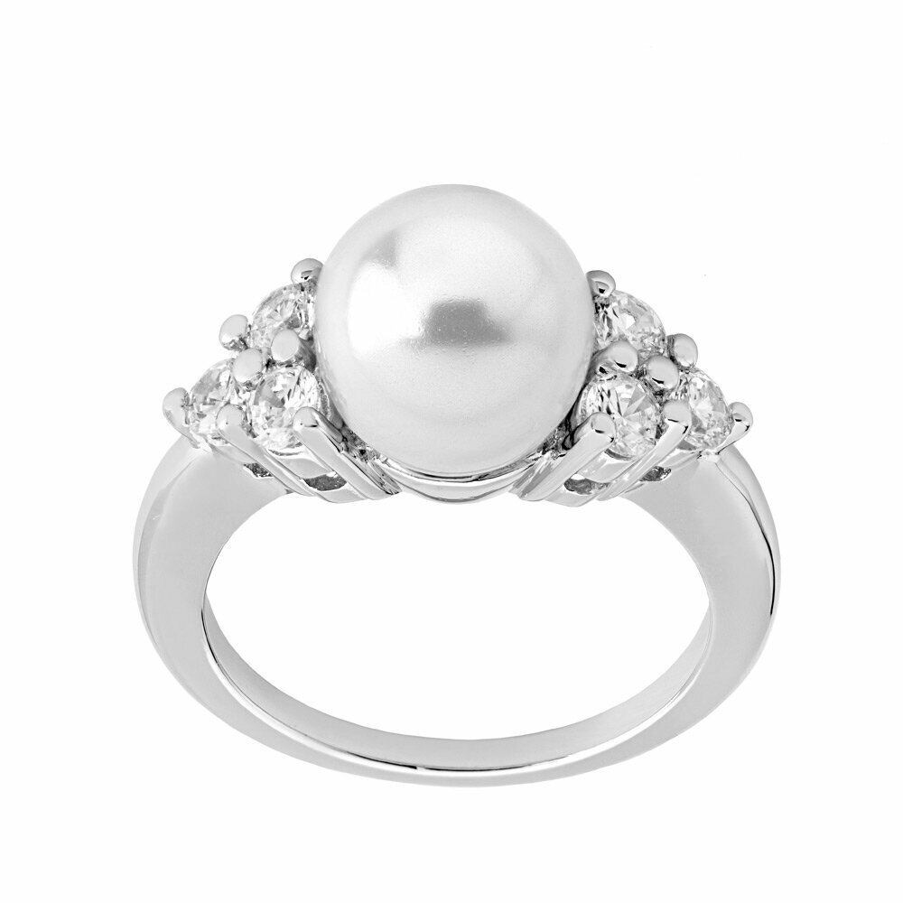 Кольцо, серебро, 925 проба, родирование, жемчуг