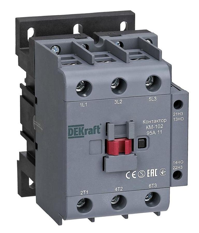 Контактор модульный DEKraft / Де Крафт КМ-102 95А 230В АС3 АС4 1НО+1НЗ, 22010DEK / коммутационное оборудование