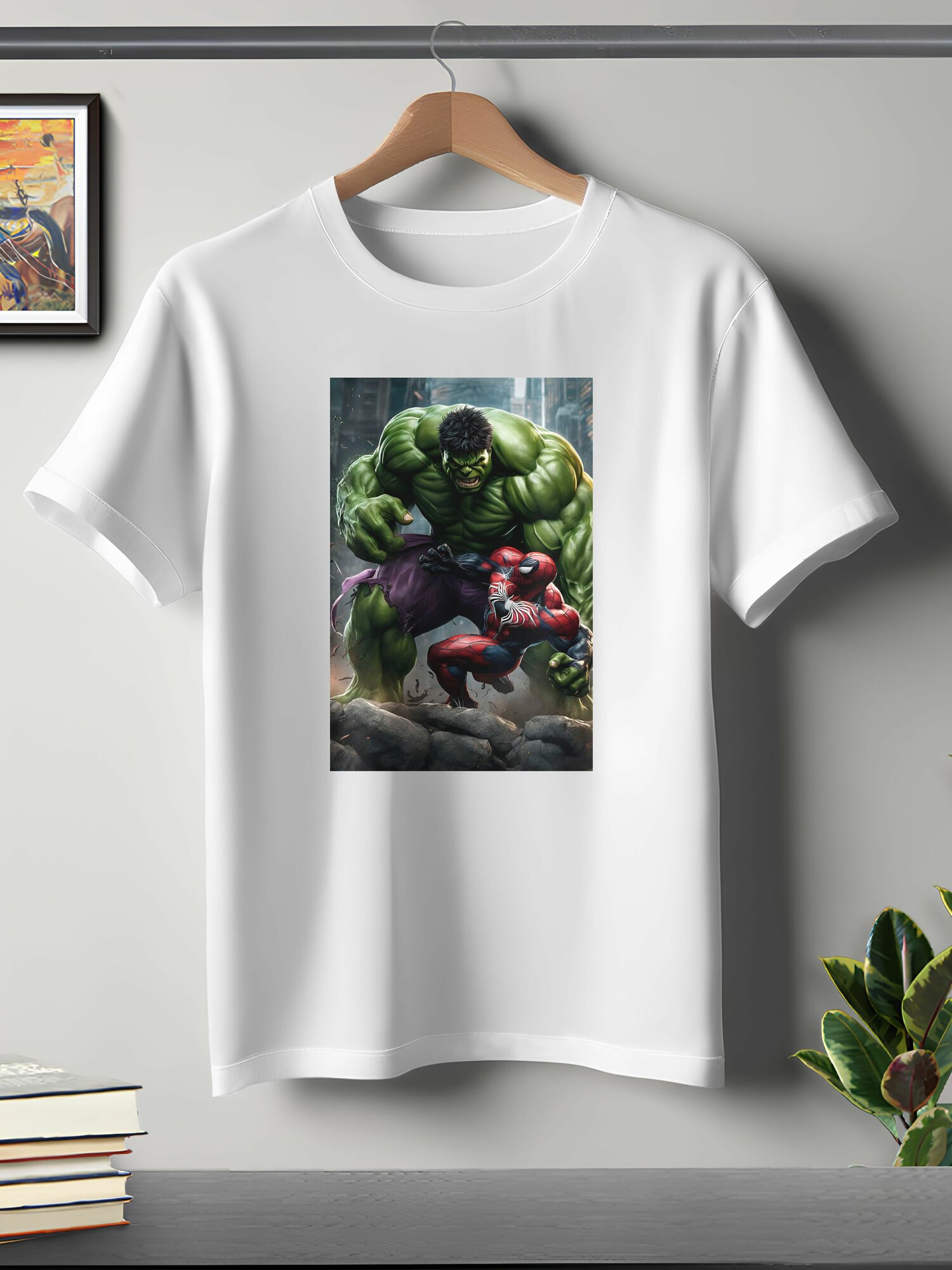 Футболка ONEQ унисекс 48-50 (L) размер с принтом Халк, белая