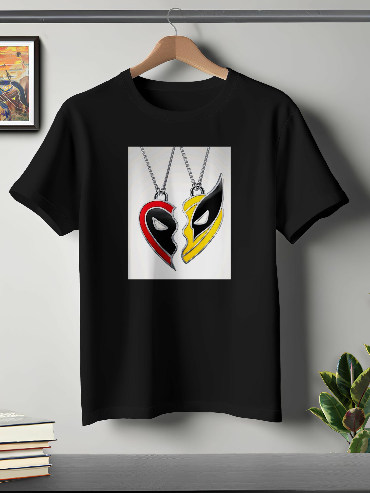 Футболка  Детская ONEQ 98 (3-4) размер с принтом Дэдпул и Россомаха, черная