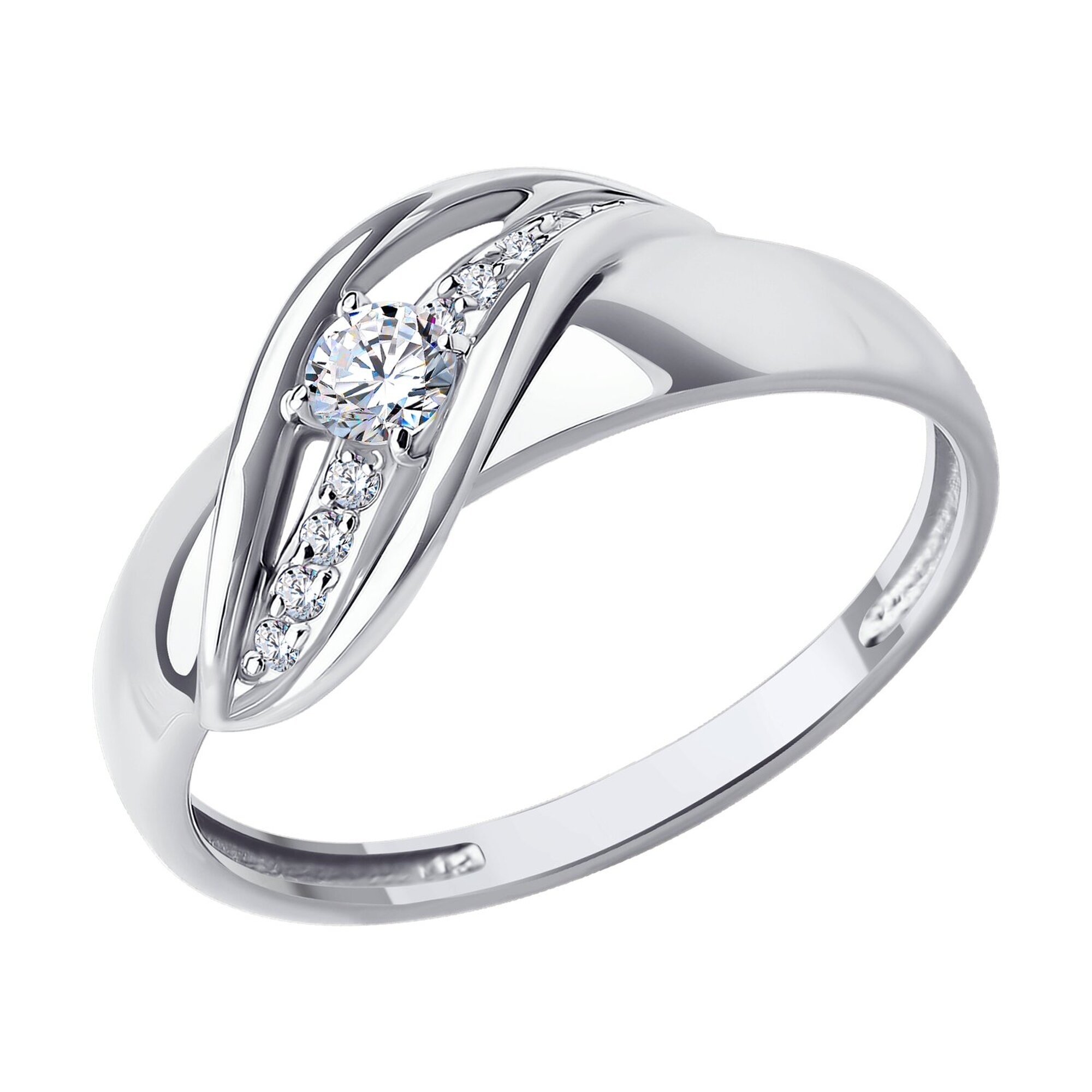 Кольцо, белое золото, 585 проба, фианит