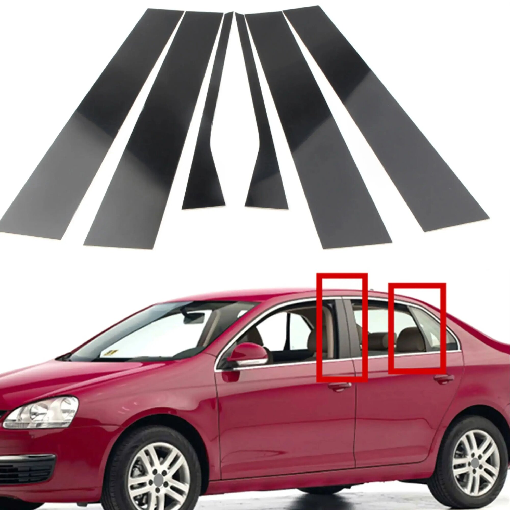 6 шт, глянцевые черные подставки для окон VW Jetta MK5 Седан 2006 2007 2008 2009 2010