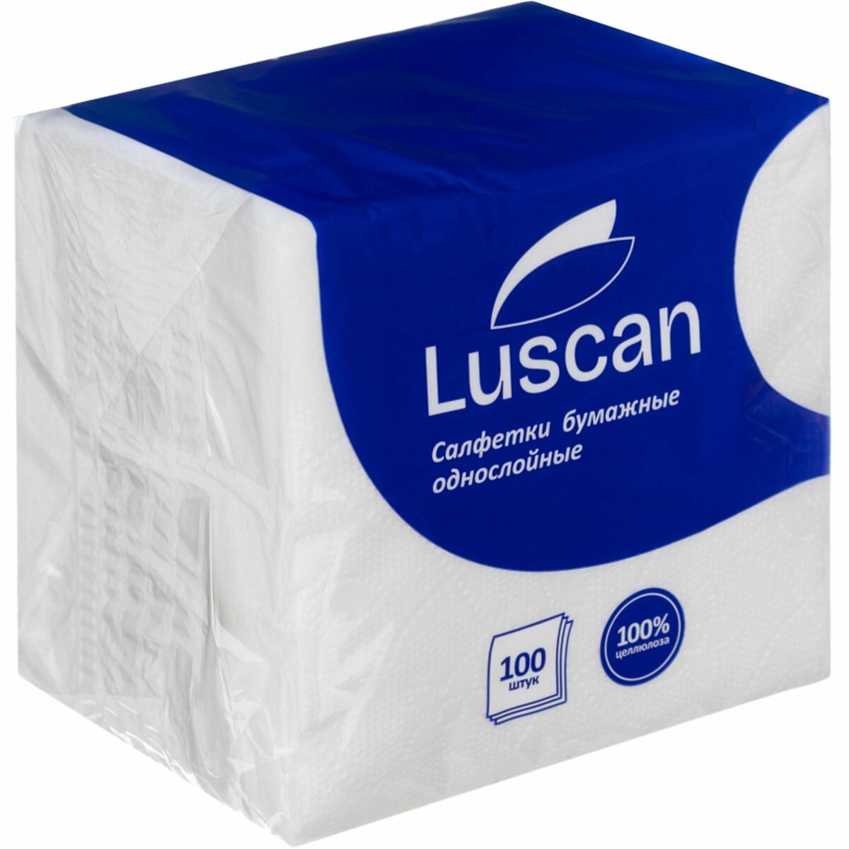 Салфетки бумажные 24x24см, 1-слойные Luscan, белые, 100шт, 30 уп.