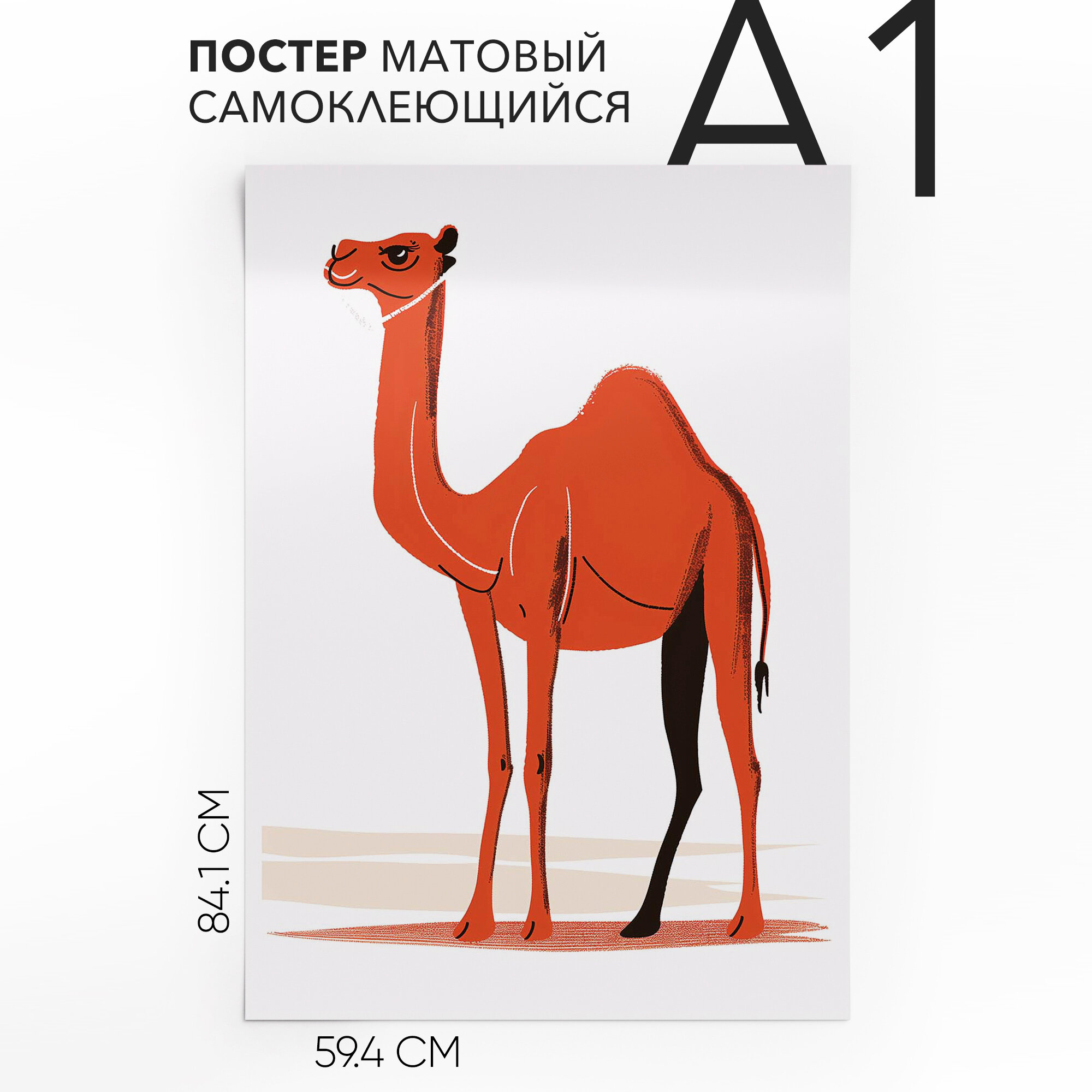 Постеры на стену интерьерные самоклеящийся, большой A1 Верблюд, влагостойкий, для декора