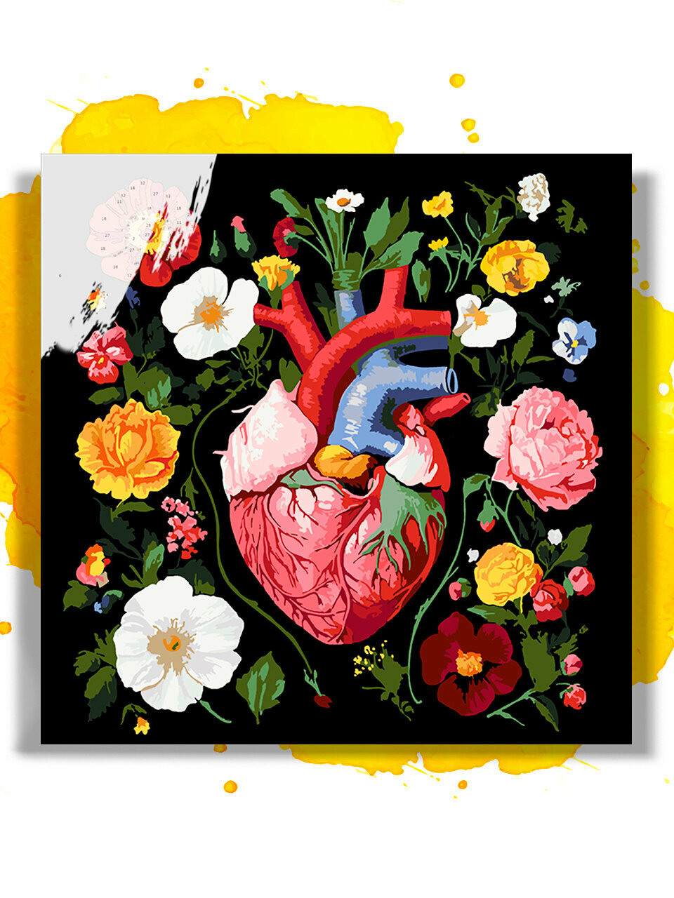Картина по номерам на холсте Сердце в цветах, 40 х 40 см