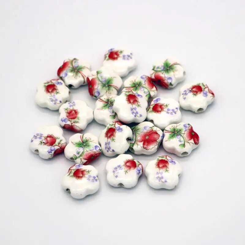 MISSDEAR керамические бусины цветок 15 мм Белый, A8 10pcs
