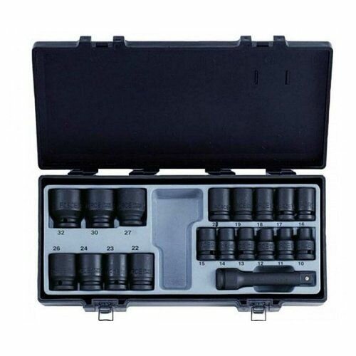 Набор ударных головок 1/2 10мм-32мм 6-гранных с удлинителем 19 предметов в кейсе Force 4193