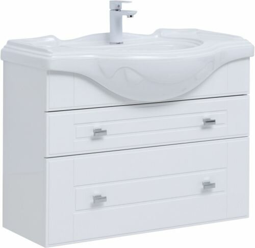 Тумба под раковину Aquanet Рондо 85 2 ящ. (Yatao) цв. белый глянец (304289)
