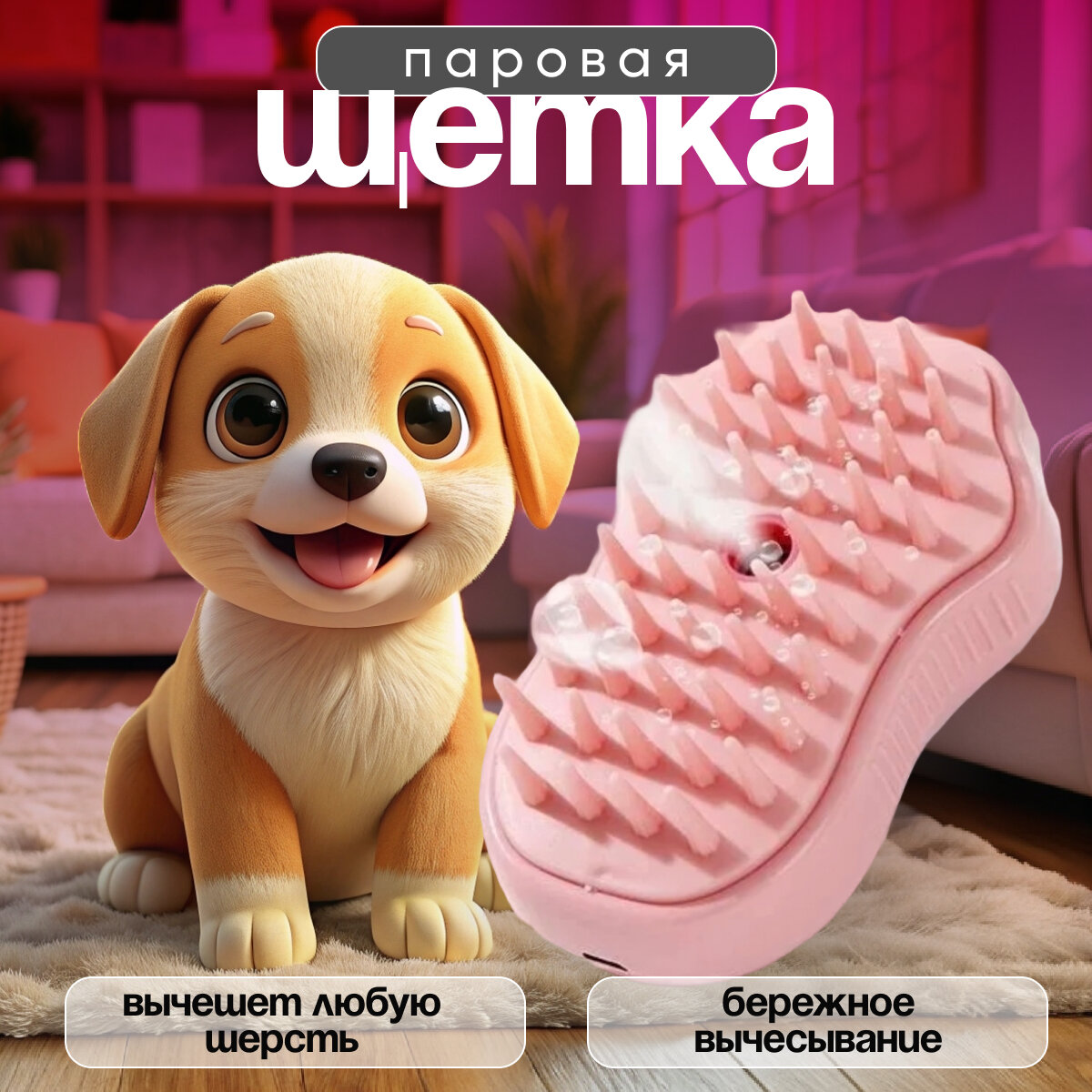 Щетка для животных с паром силиконовая