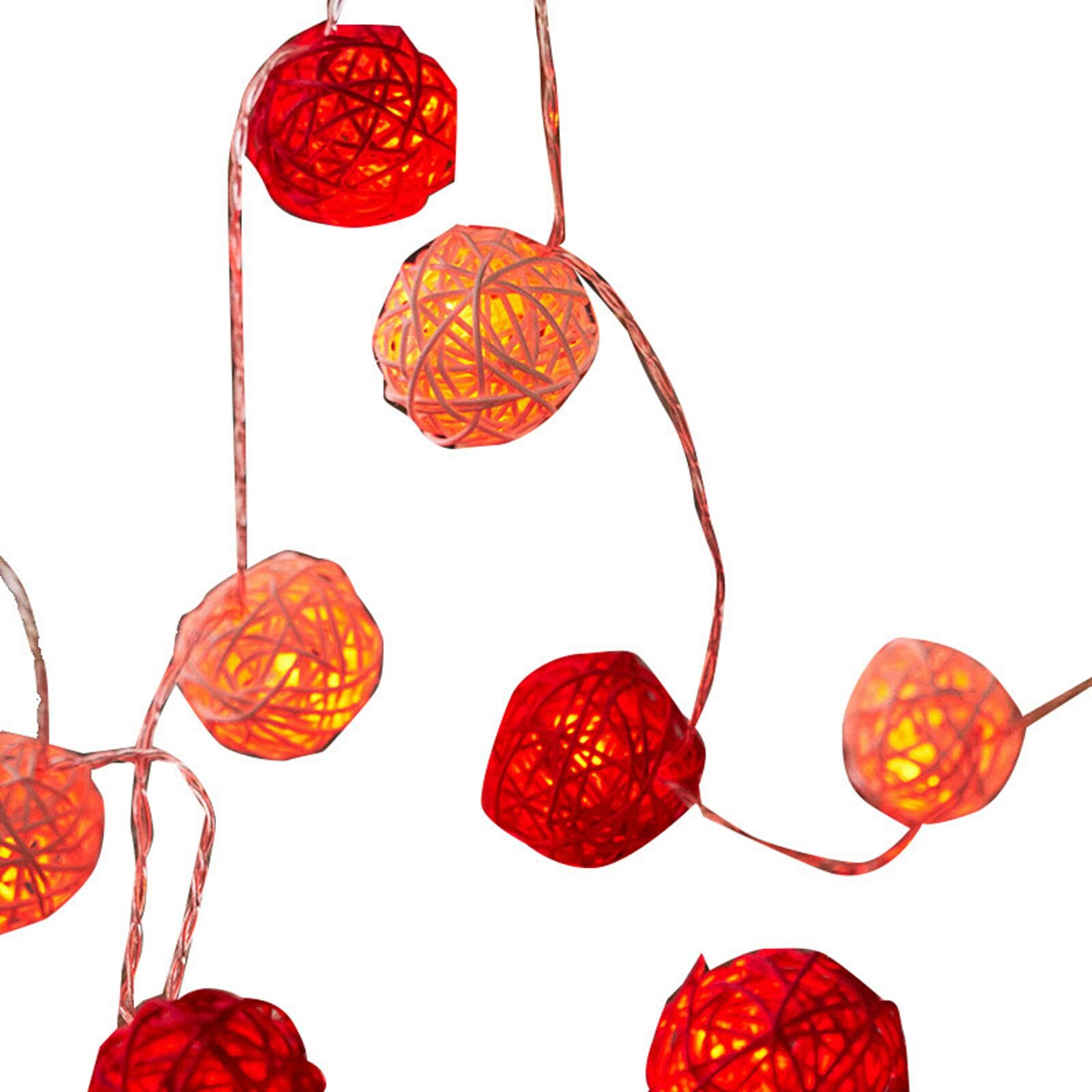 Декоративная гирлянда из ротанговых шариков для рождественской вечеринки и домашнего декора, 2 м/6,6 фута.