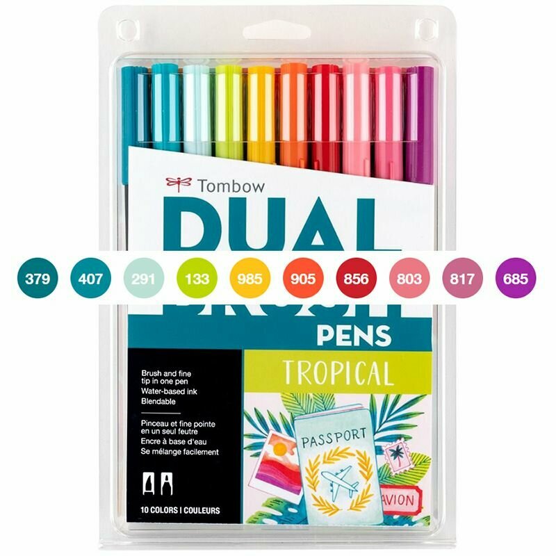 Набор художественных маркеров Japan Tombow Brush с каллиграфическими надписями ABT