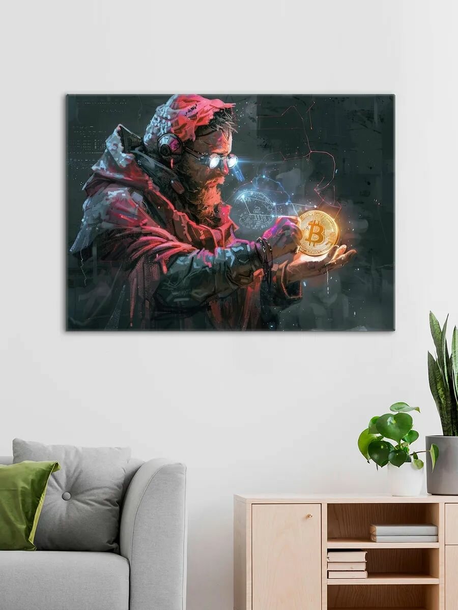 Картина на стену "Биткойн BTC", 40х30 см