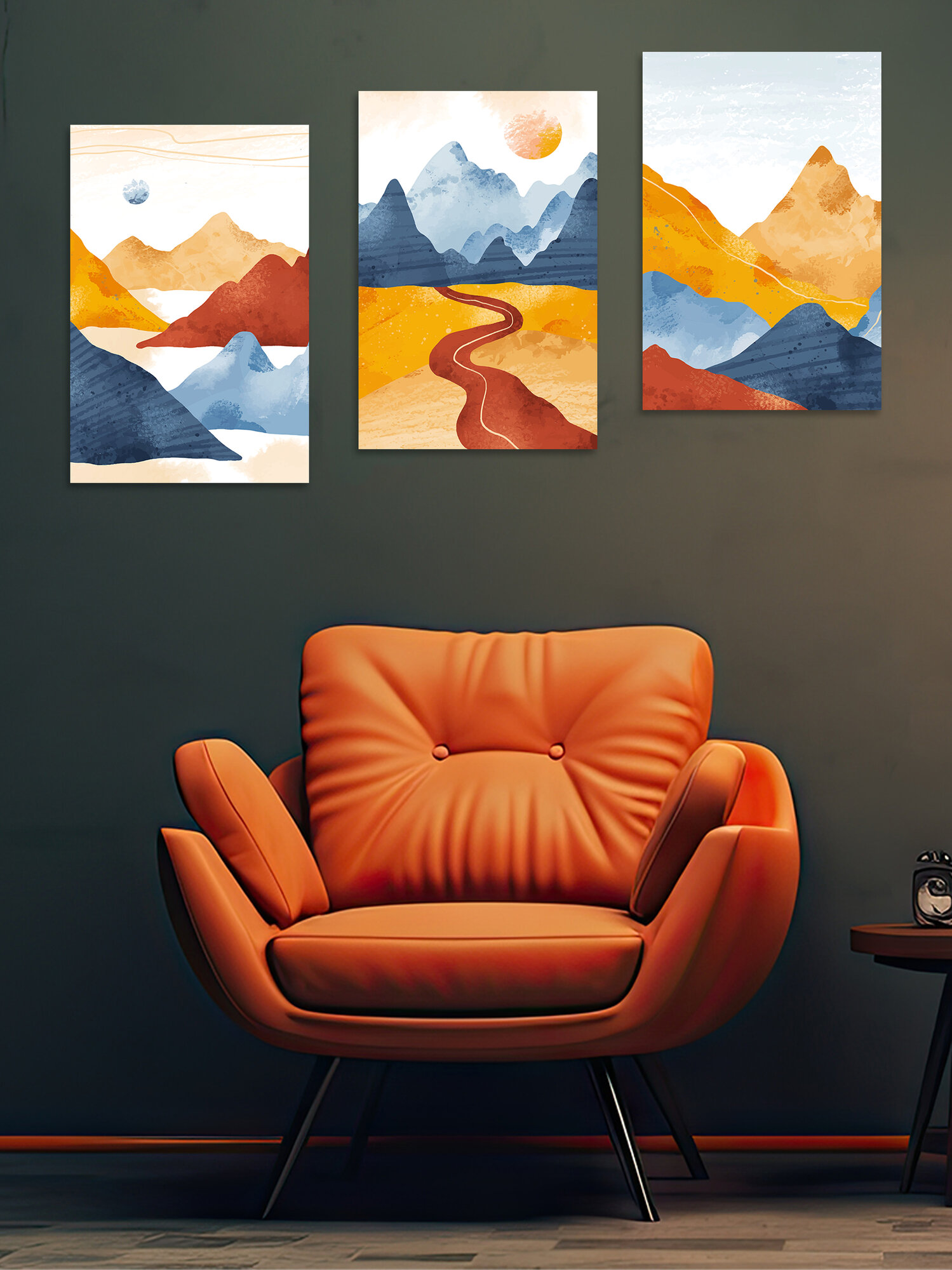 Модульная картина для интерьера на стену, Горный пейзаж 40х60 см - 3 штуки на холсте на подрамнике