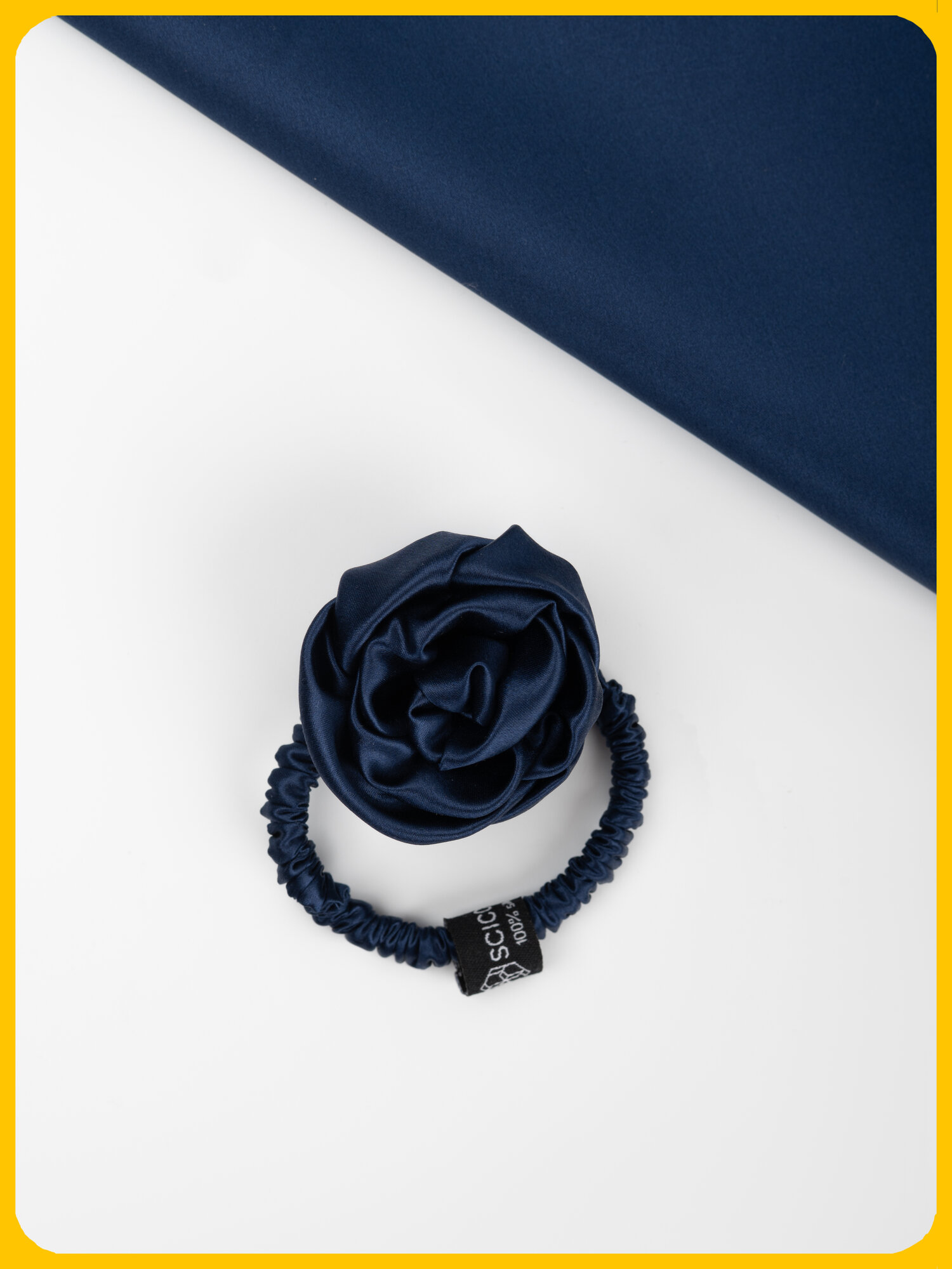 100% натуральный шелк 22 момми/Резинка для волос с цветком/синий цвет