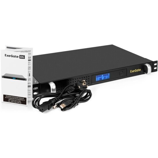 Источники бесперебойного питания Exegate 1U ServerRM UNL-650. LCD. AVR.4C13. RJ. USB.1U 650VA/360W
