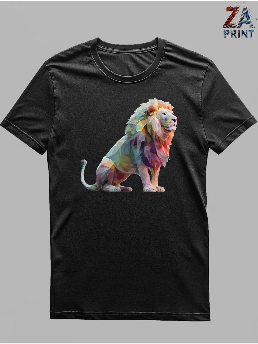 Футболка красочным лев