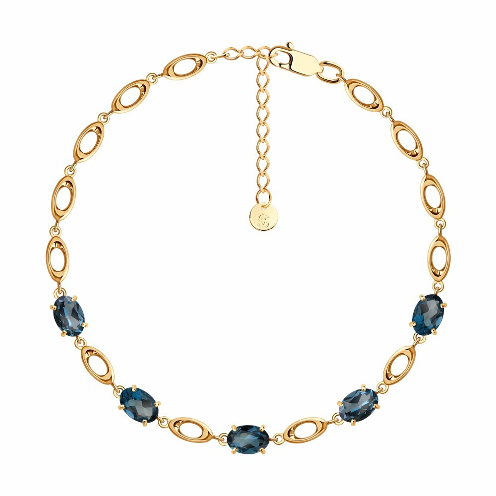 Браслет, красное золото, 585 проба, топаз