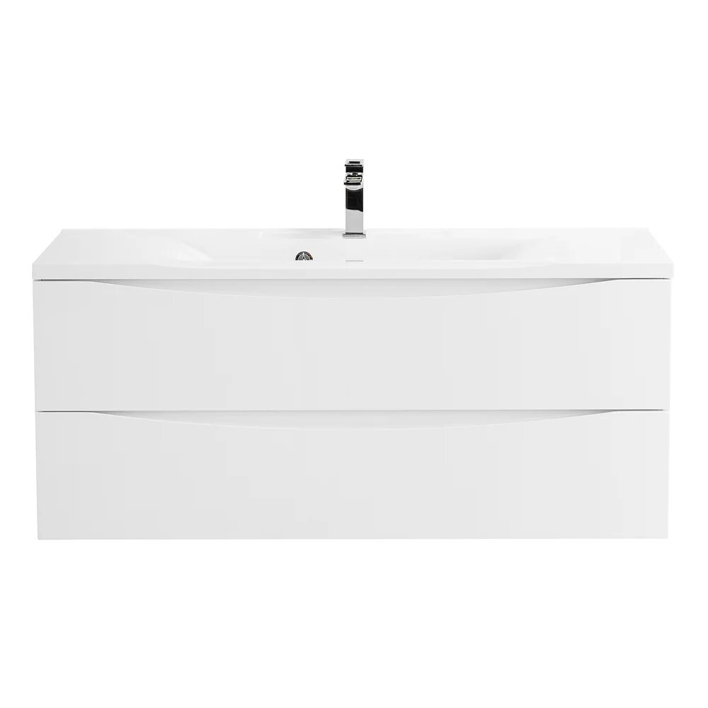 Тумба под раковину без столешницы BelBagno Marino 110 подвесная, белая, глянцевая, из МДФ, с ящиками