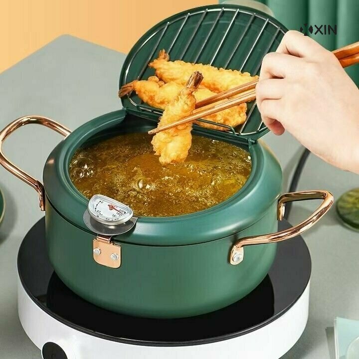 Фритюрница "Kitchen Enjoy", нержавеющая сталь, 20 см, зелёная
