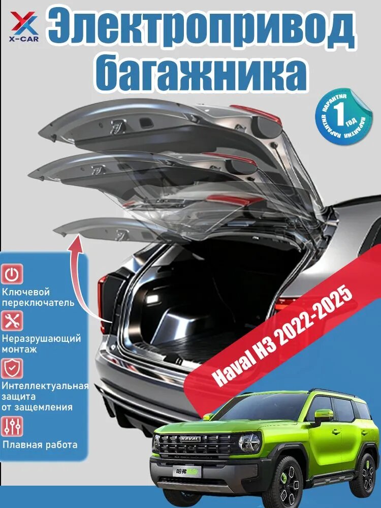 Электропривод багажника HAVAL H3 2022-2025(Мы предоставим вам подробное руководство по установке на русском языке), Умный привод задней двери с защитой от защемления