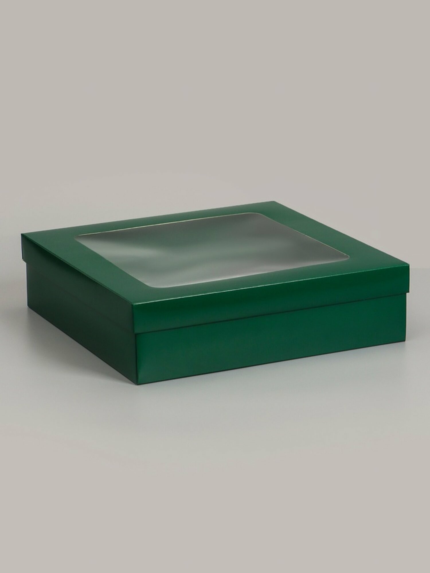 Коробка складная, крышка-дно, армейский зелёный, с окном 30 х 30 х 8 см 10919439