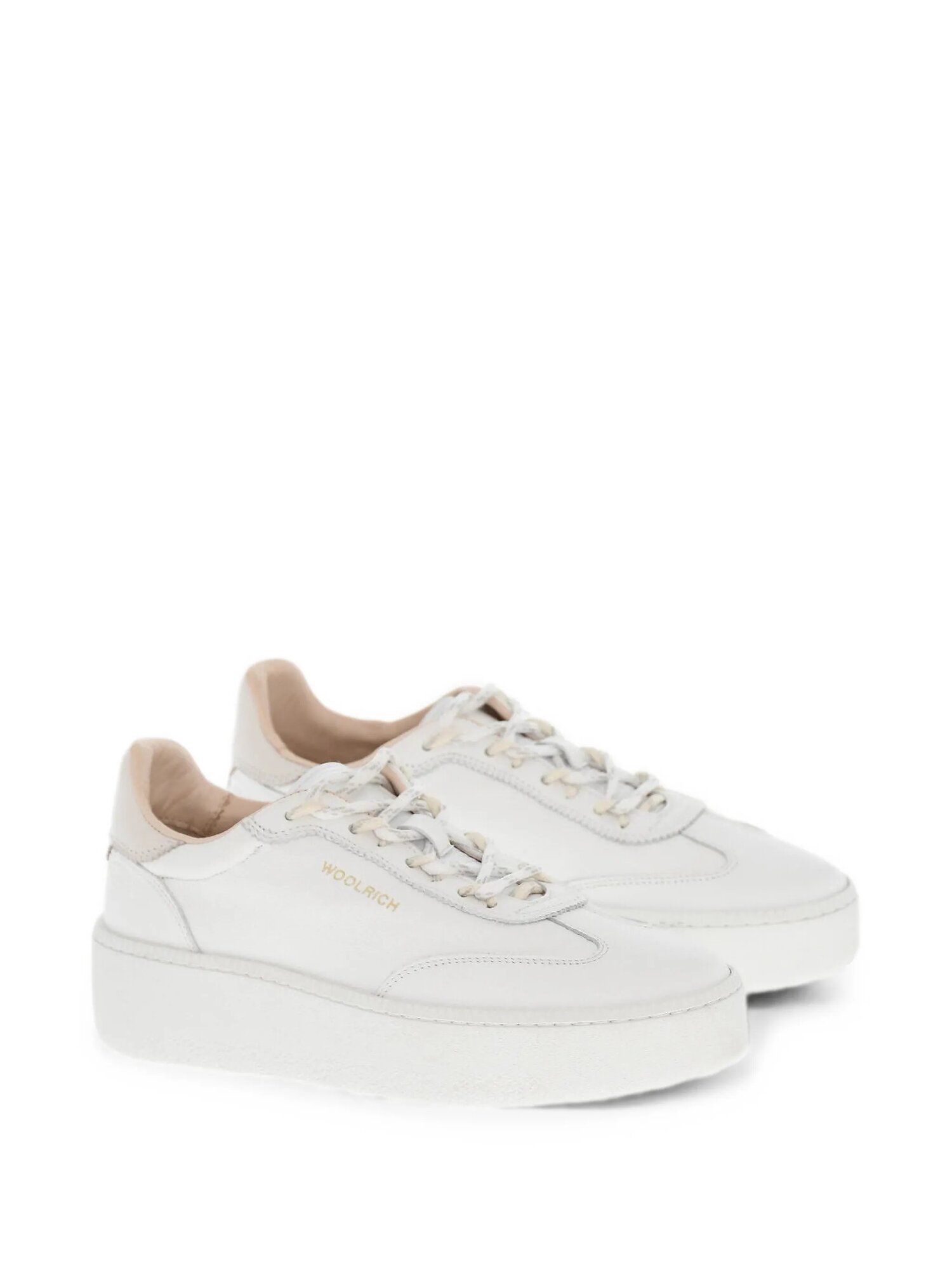Кроссовки Woolrich Lace-up leather sneakers, размер 7.5, бежевый/белый — фото 1