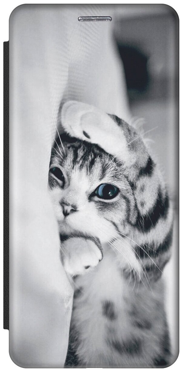 Чехол-книжка Игривый котенок на Xiaomi Mi 6X / Mi A2 / Сяоми Ми 6Х / Ми А2 черный