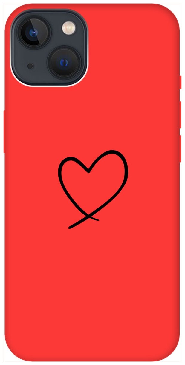 Силиконовый чехол на Apple iPhone 14 / Эпл Айфон 14 с рисунком "Heart" Soft Touch красный