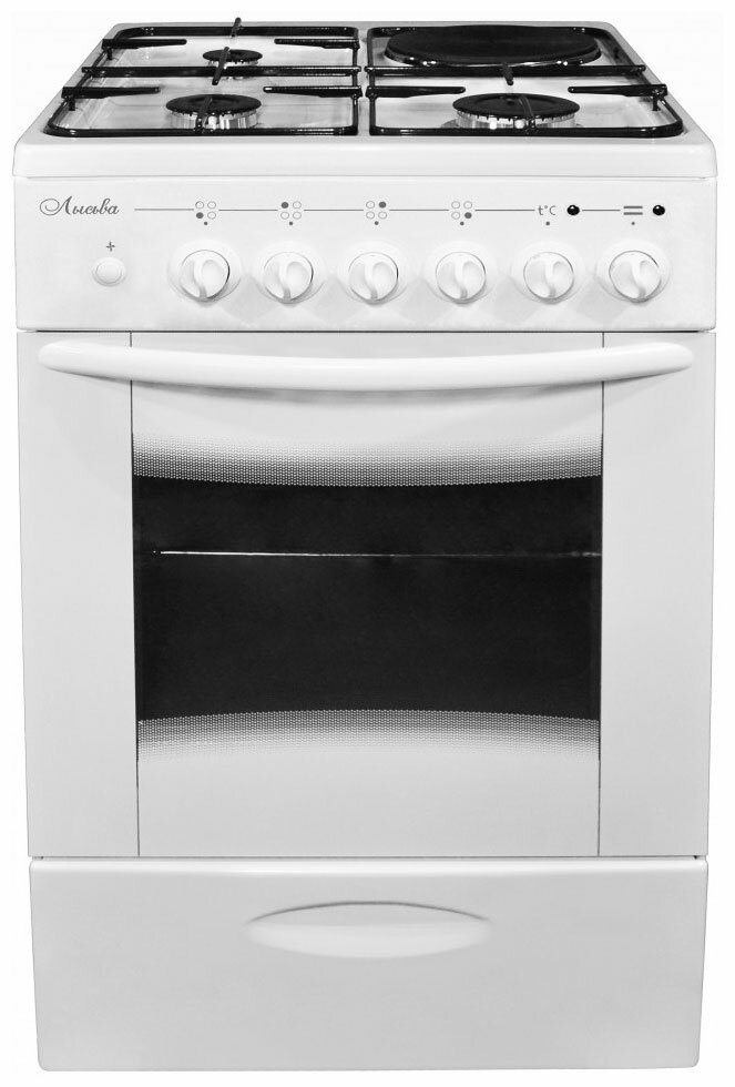 Комбинированная плита Лысьва ЭГ 1/3гк14 МС-2у 50 см, 57 л, 4 конфорки, белый