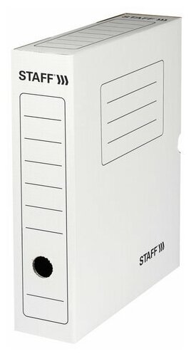 Короб архивный с клапаном А4 (260х325 мм), 75 мм, до 700 листов, микрогофрокартон, белый, STAFF, 128858