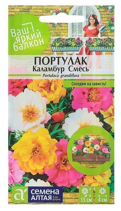 Семена цветов Портулак "Каламбур" смесь, О, цп, 0,1 г