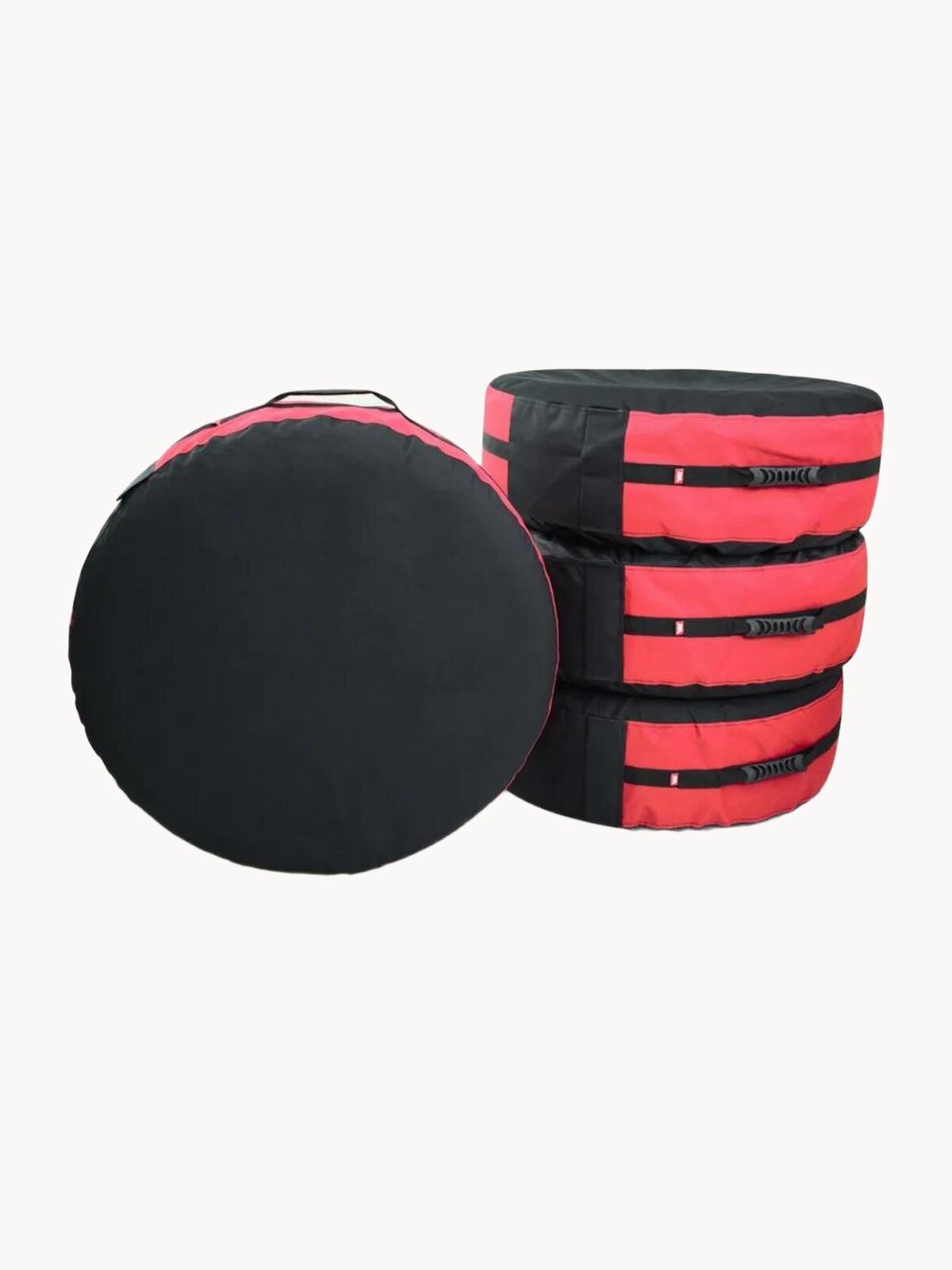 Чехлы для автомобильных колес с дисками 4 шт, черно-красные, диаметр 17-22