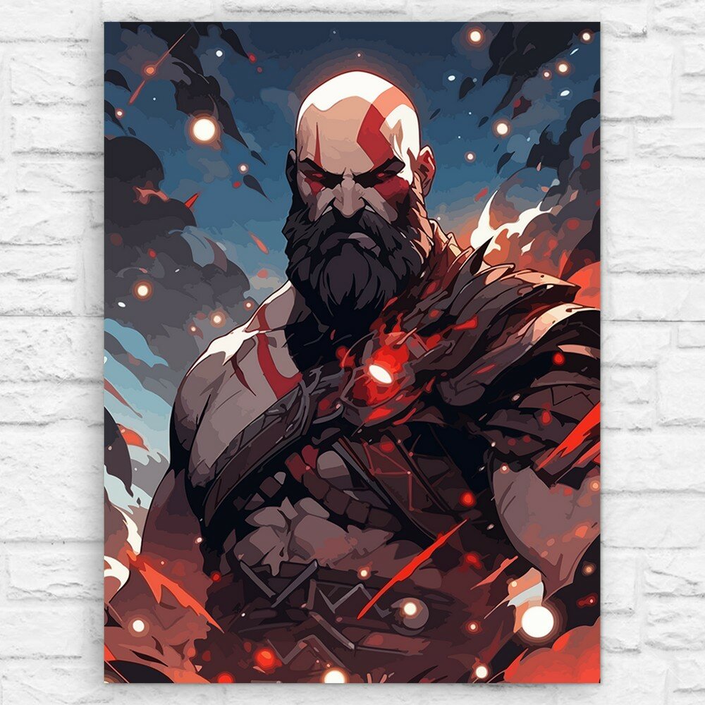 Картина по номерам на холсте игра God of war (GOW, Ярость Кратоса, PS, PC, XBOX) - 15033 В 60x80
